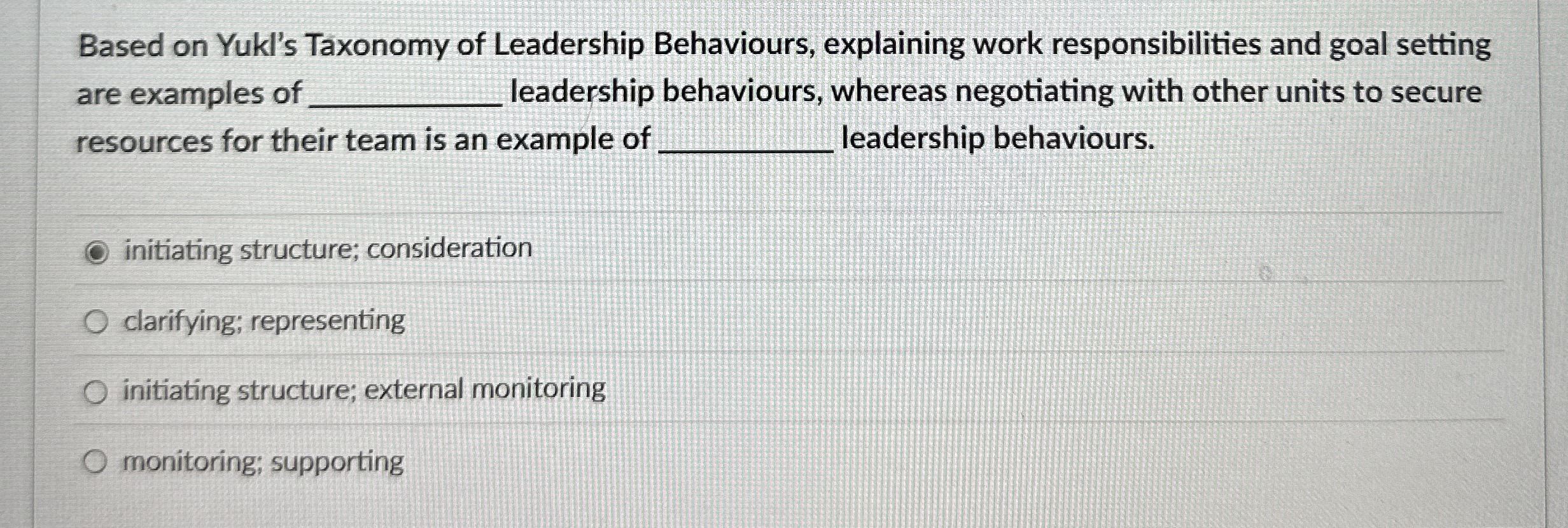 Solved Based on Yukl's Taxonomy of Leadership Behaviours, | Chegg.com