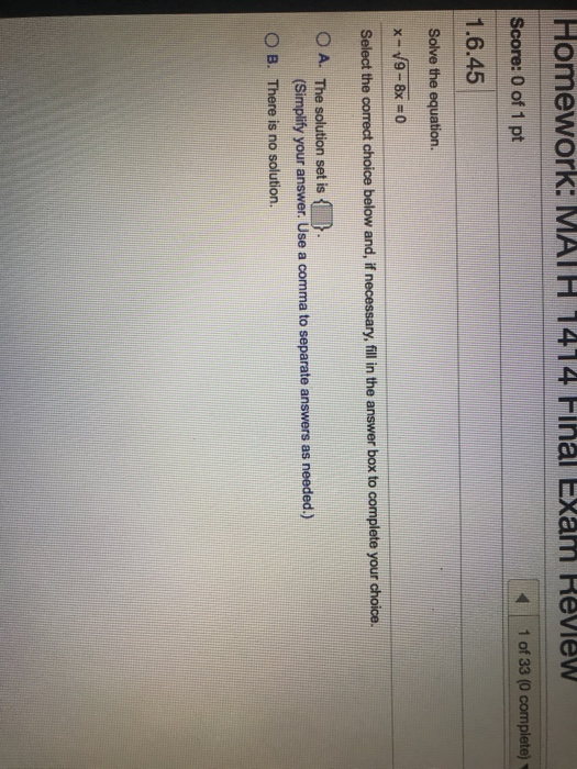 Solved Homework: MATH 1414 Final Exam Review Score: 0 of 1 | Chegg.com