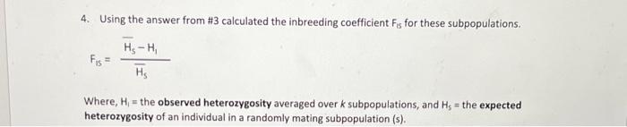 Solved (3) Sub population \#1 A1≈12075≈0.625A2≈12045≈0.375 H | Chegg.com
