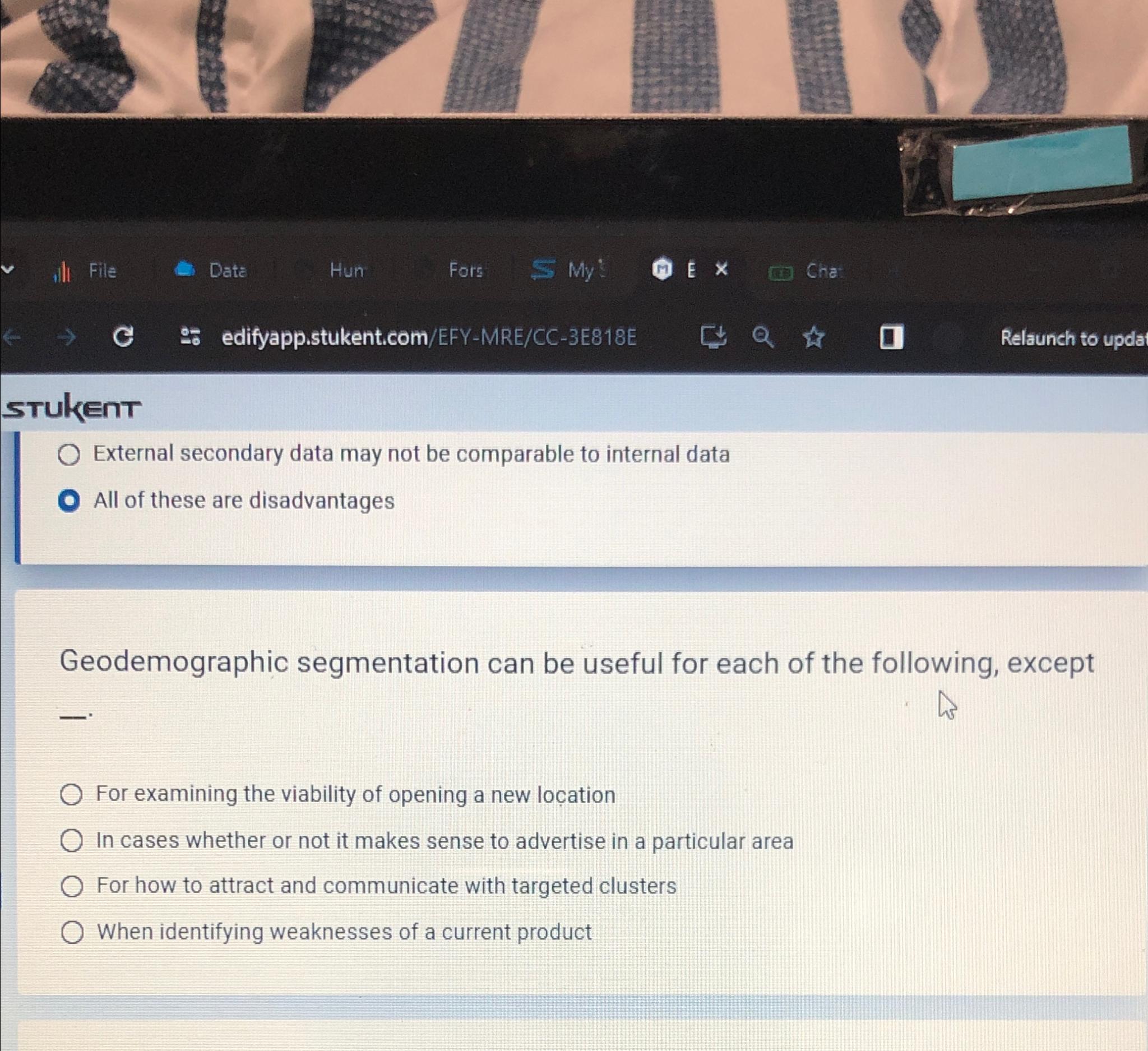 Solved StukentExternal secondary data may not be comparable | Chegg.com