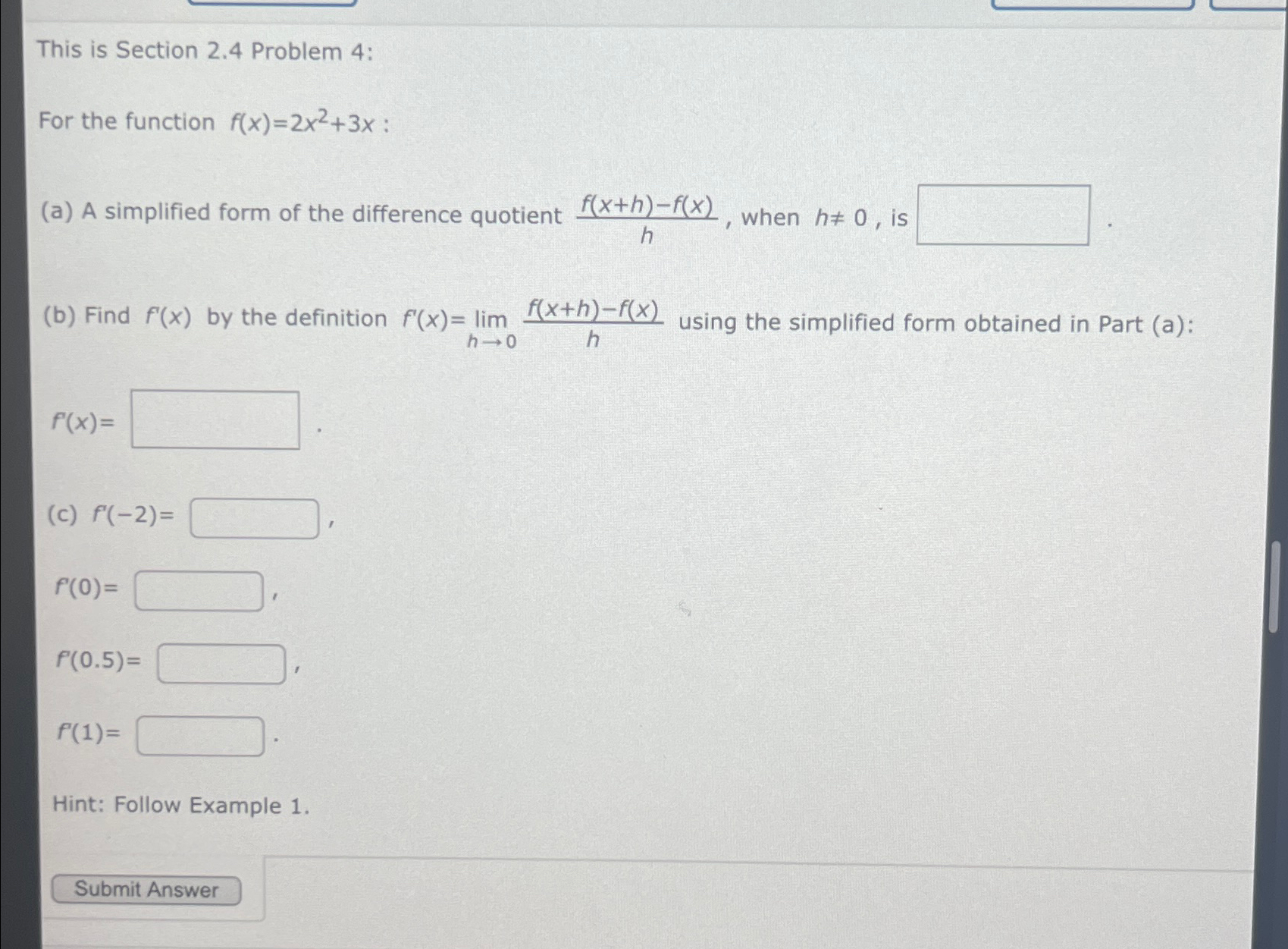 Solved This is Section 2.4 ﻿Problem 4:For the function | Chegg.com