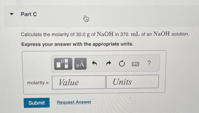 Solved Calculate the molarity of the following solutions. | Chegg.com