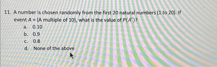 Solved 11. A number is chosen randomly from the first 20 | Chegg.com