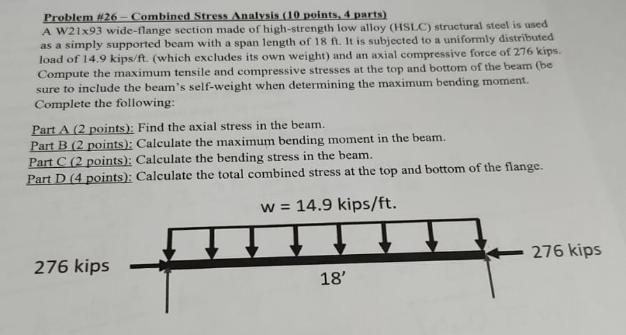 Solved Problem #26 - ﻿Combined Stress Analysis (10 ﻿points, | Chegg.com
