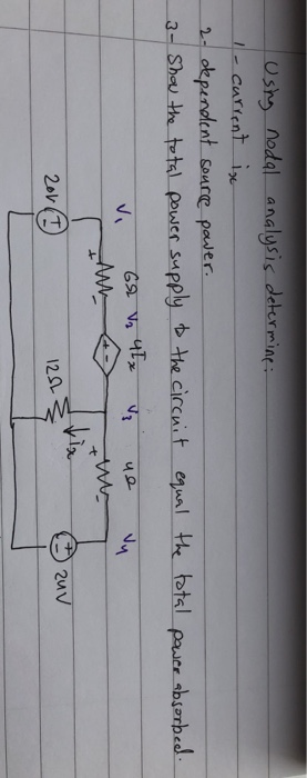 Solved Using nodal analysis determine: 1- current ix | Chegg.com