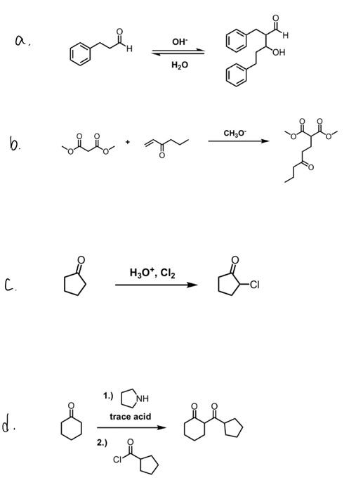 Solved OH OH H2O CH30 b. 8 H30*, Cl2 C. -CI 1.) NH trace | Chegg.com