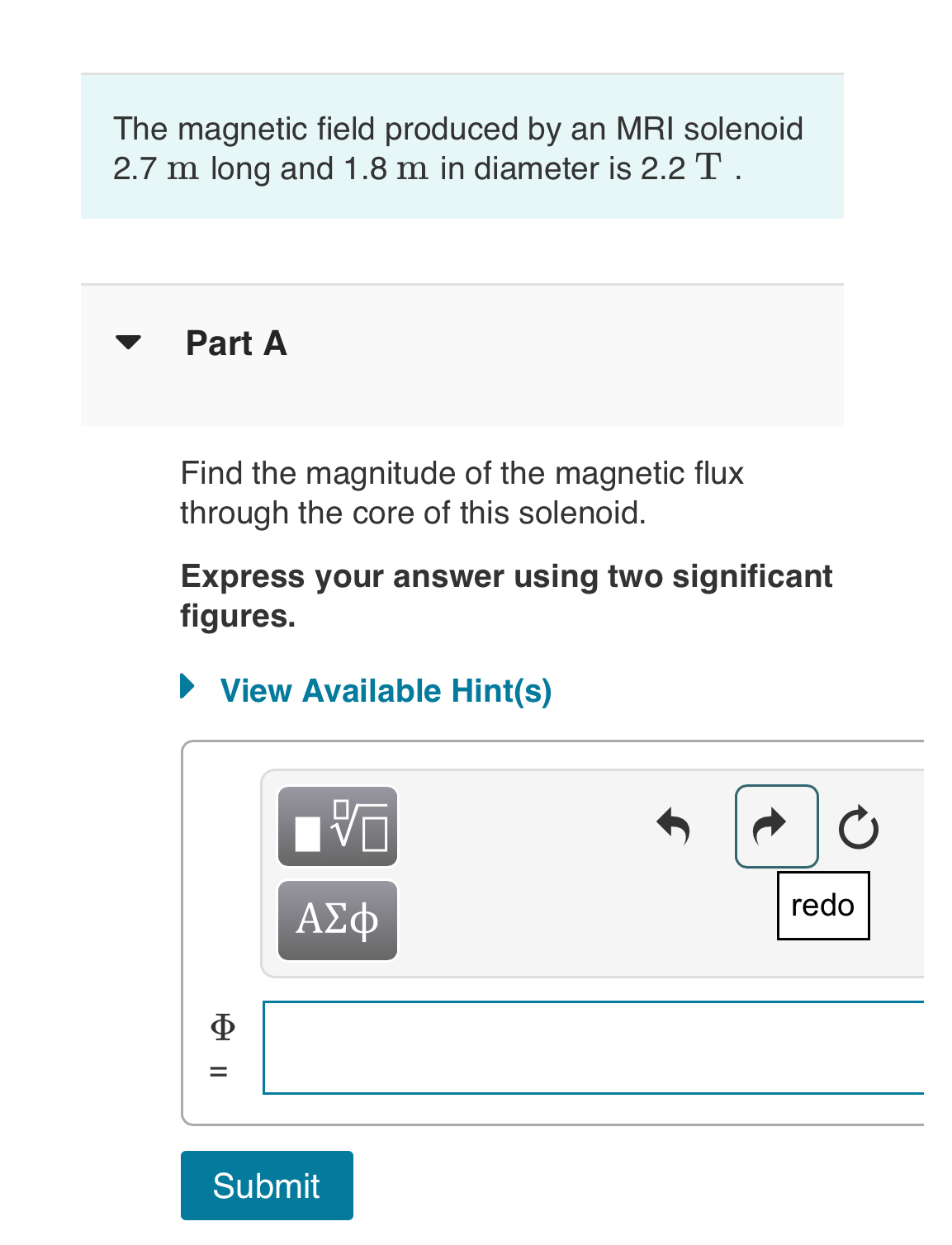 Solved The magnetic field produced by an MRI solenoid 2.7m | Chegg.com