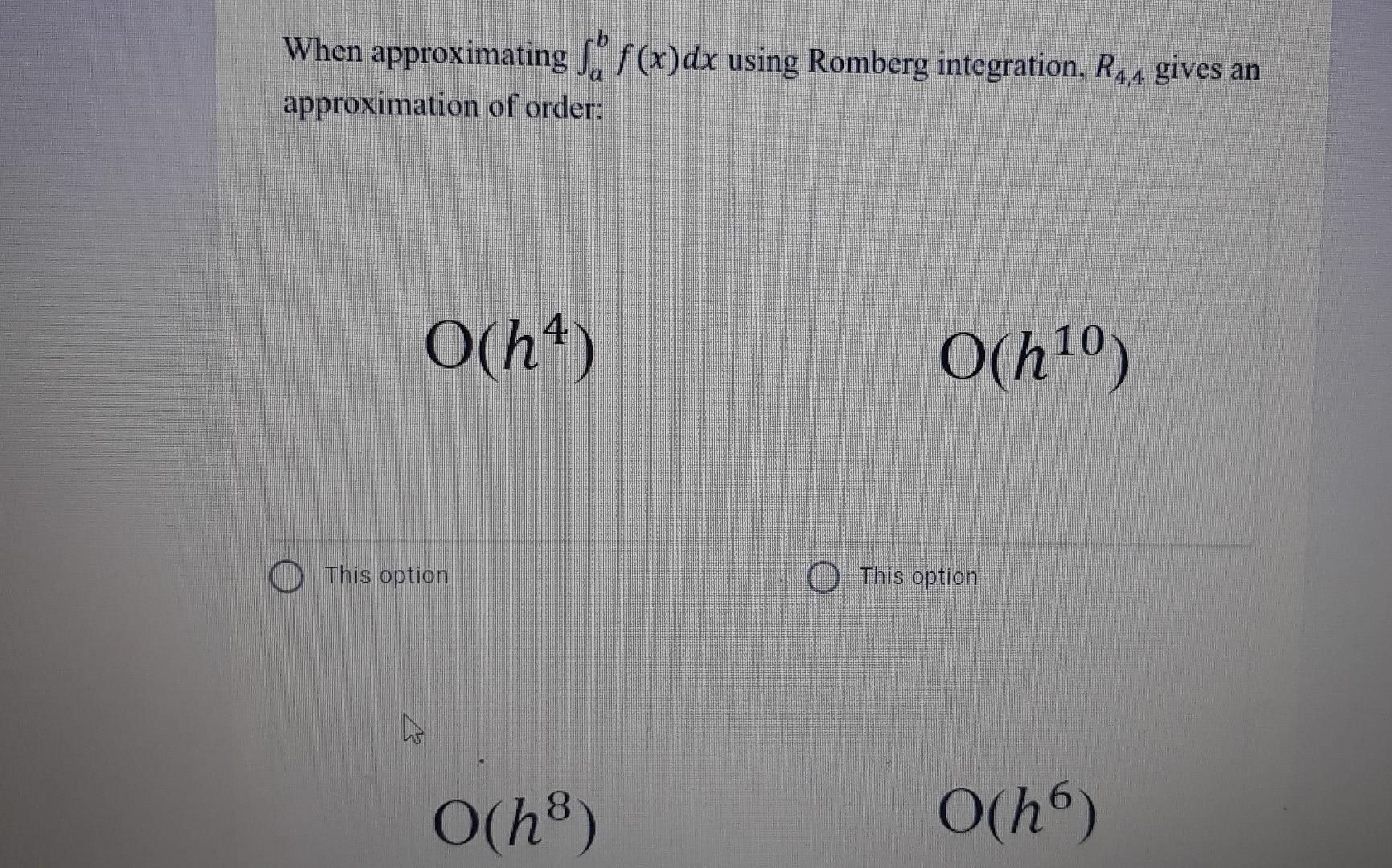 Solved When Approximating Sex Dx Using Romberg Integration