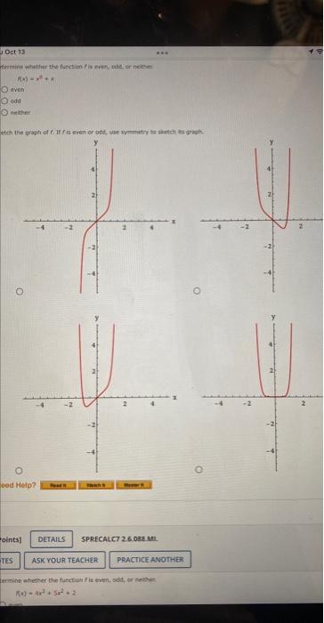 Eiminine whether the functishif is Fries, odd of | Chegg.com