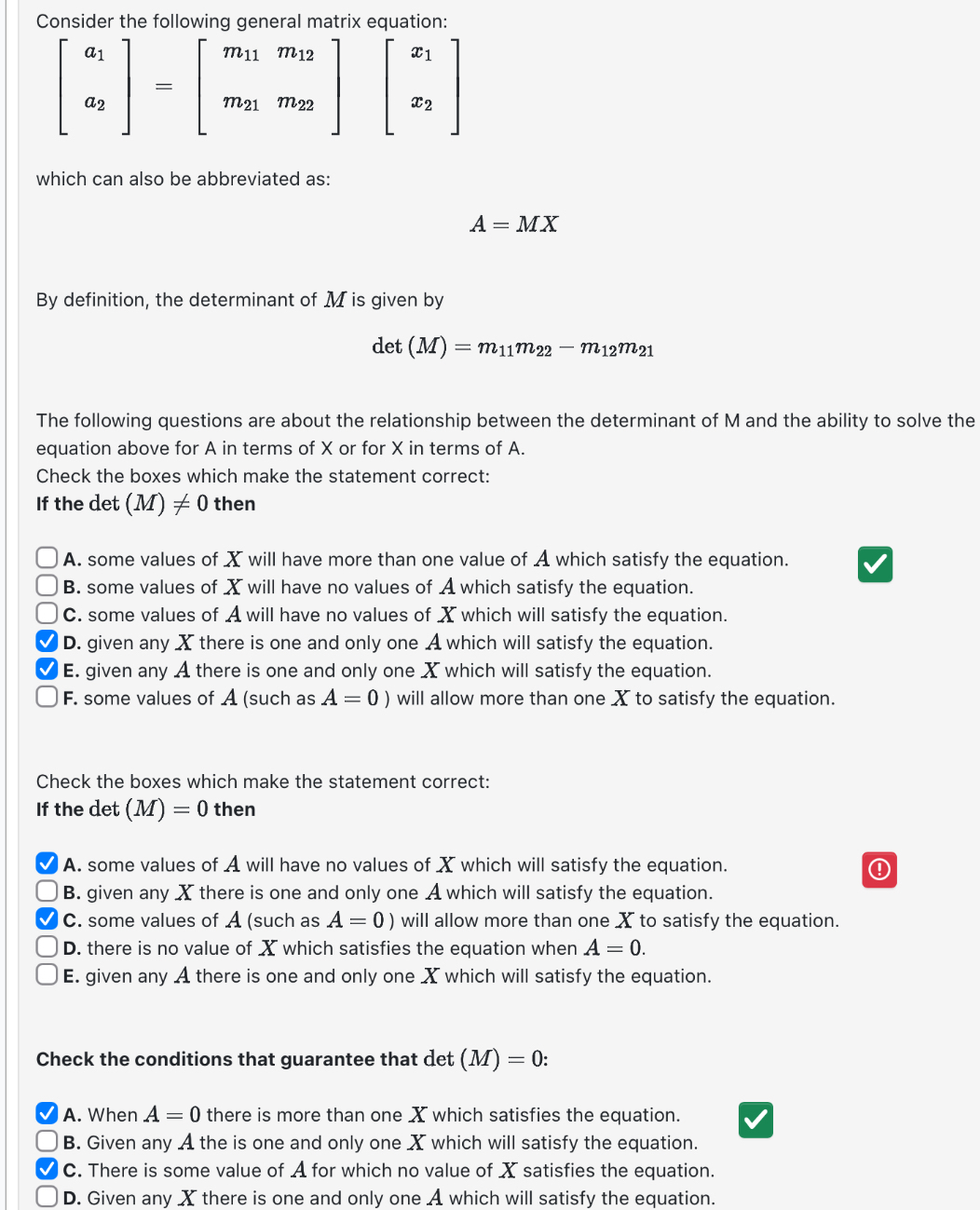 Solved Consider the following general matrix | Chegg.com