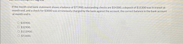 Solved If the month-end bank statement shows a balance of | Chegg.com