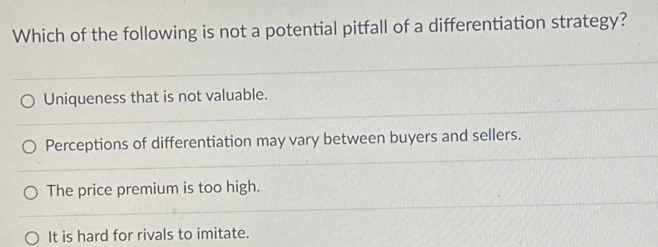 Solved Which of the following is not a potential pitfall of | Chegg.com