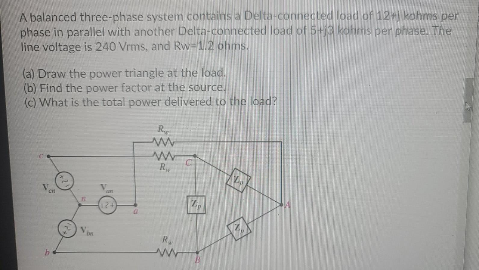Solved A balanced three-phase system contains a | Chegg.com
