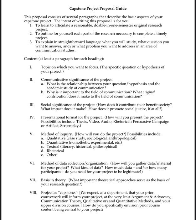 Capstone Project Proposal Guide This proposal | Chegg.com