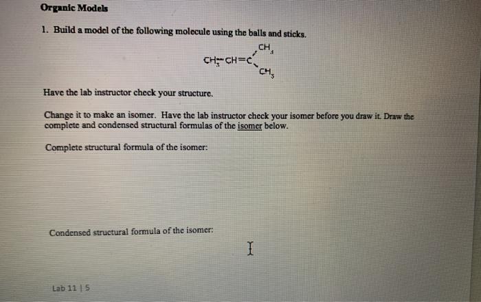 Solved Organic Models 1. Build a model of the following | Chegg.com