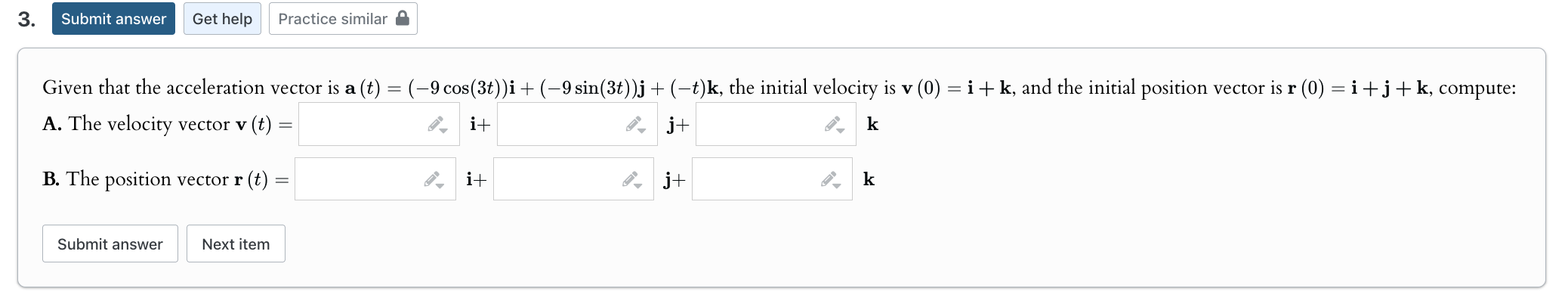 Solved Given that the acceleration vector | Chegg.com
