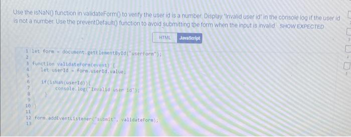 Solved Use The Isnano Function In Validateform0 To Verify 