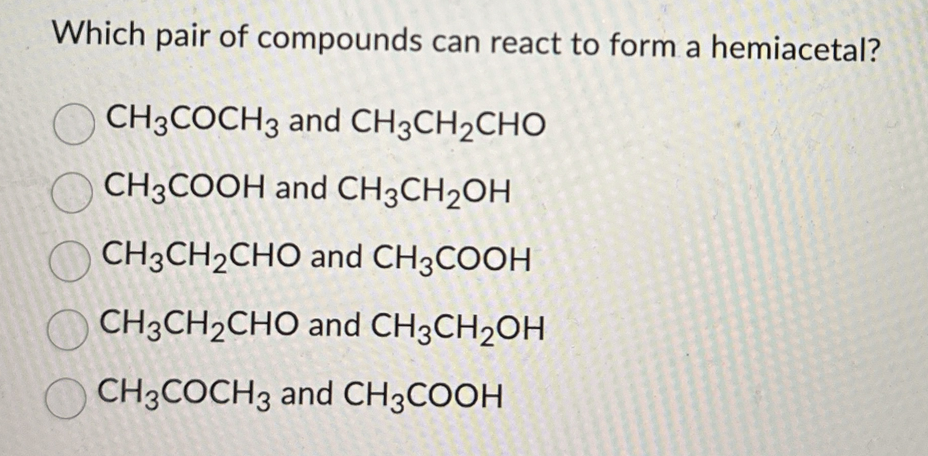 Solved Which pair of compounds can react to form a | Chegg.com