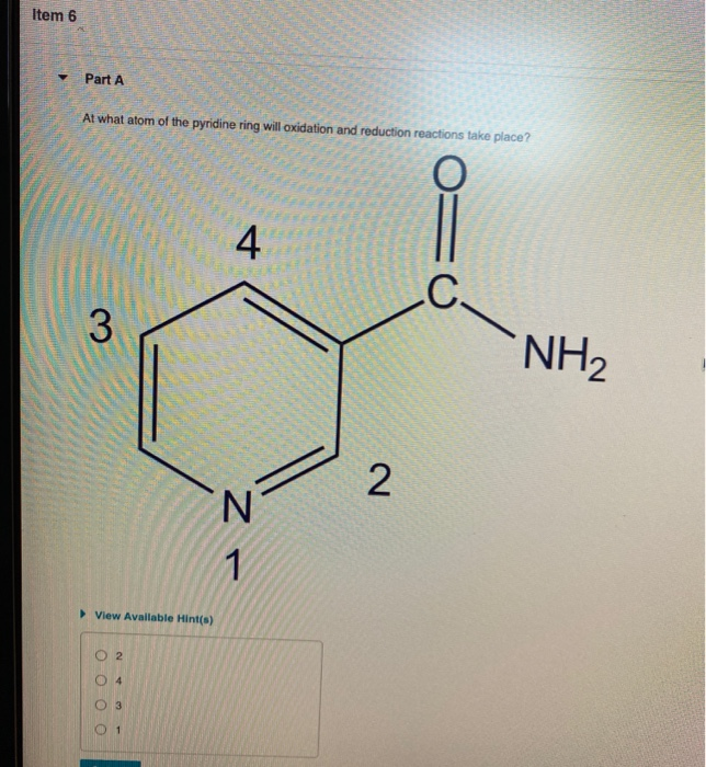 Solved Item 6 Part A At what atom of the pyridine ring will | Chegg.com
