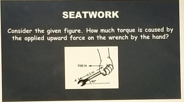 Solved SEATWORK Consider the given figure. How much torque | Chegg.com
