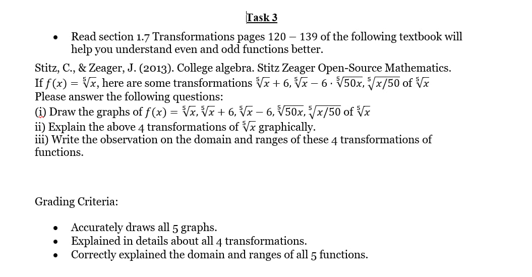 Solved Task 3?Read section 1.7 ﻿Transformations pages | Chegg.com