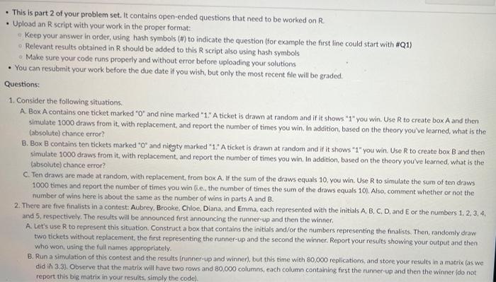 Solved This is part 2 of your problem set. It contains | Chegg.com