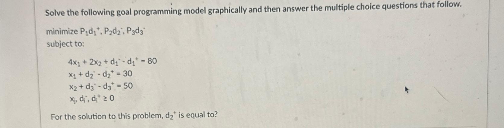 Solved Solve the following goal programming model | Chegg.com