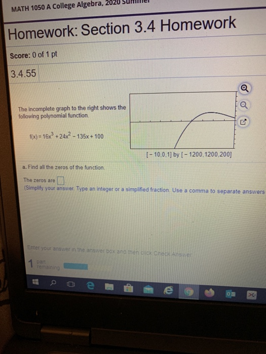 Solved MATH 1050 A College Algebra, 2020 Homework: Section | Chegg.com