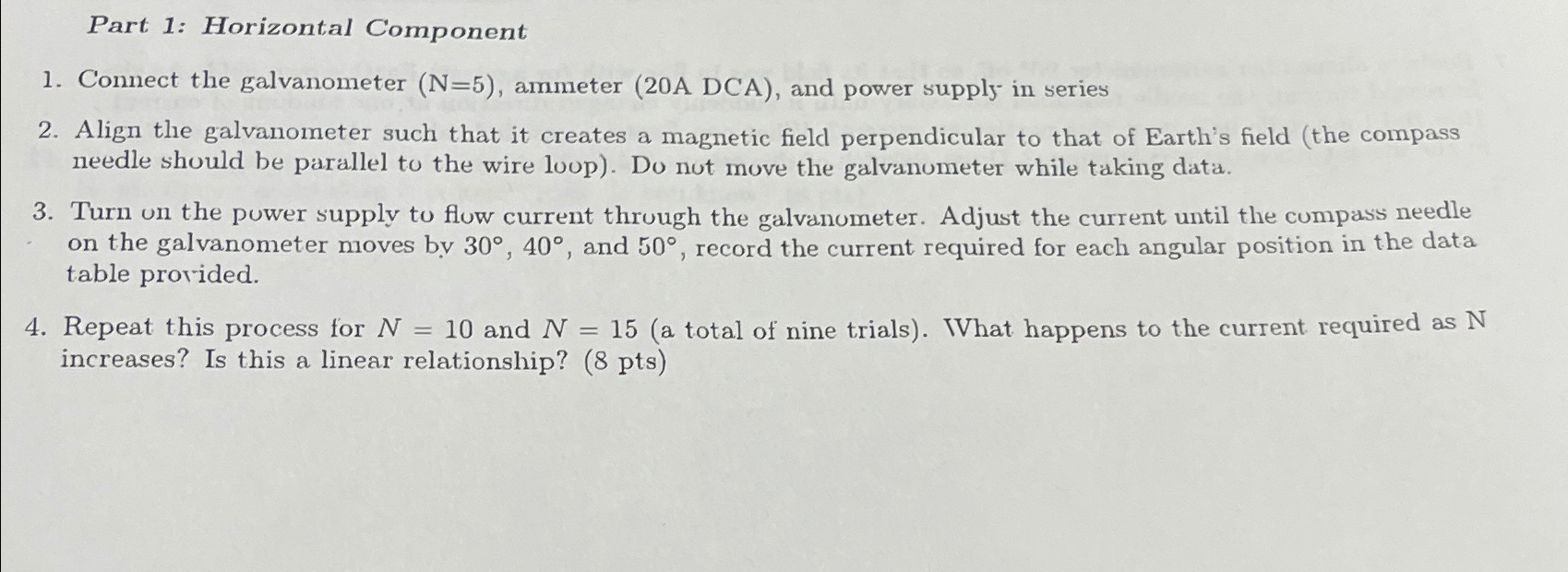 Solved Part 1: Horizontal ComponentConnect the galvanometer | Chegg.com