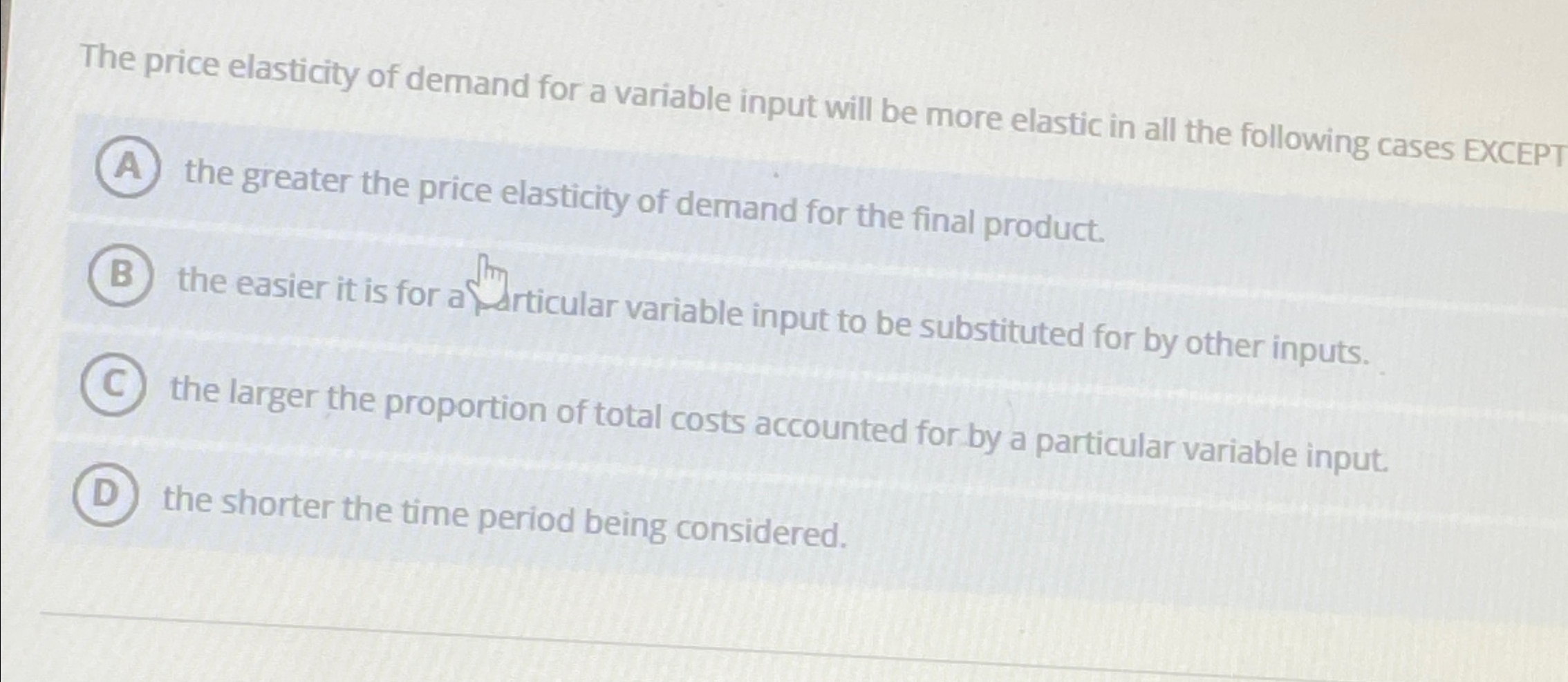 Solved The price elasticity of demand for a variable input | Chegg.com