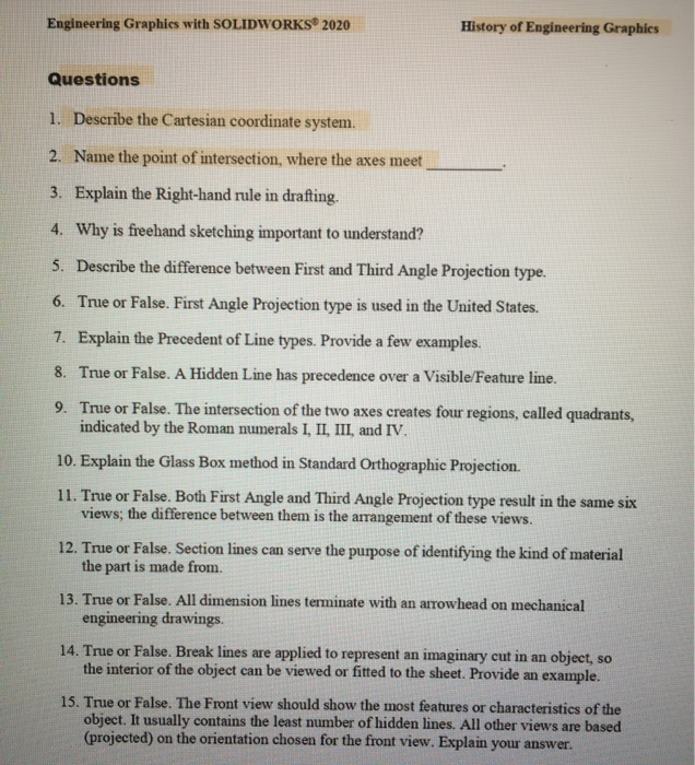 Solved Engineering Graphics with SOLIDWORKS 2020 History of | Chegg.com