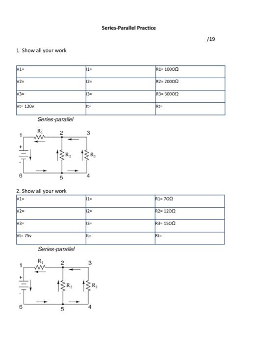 Solved Series-Parallel Practice /19 1. Show all your work V1 | Chegg.com