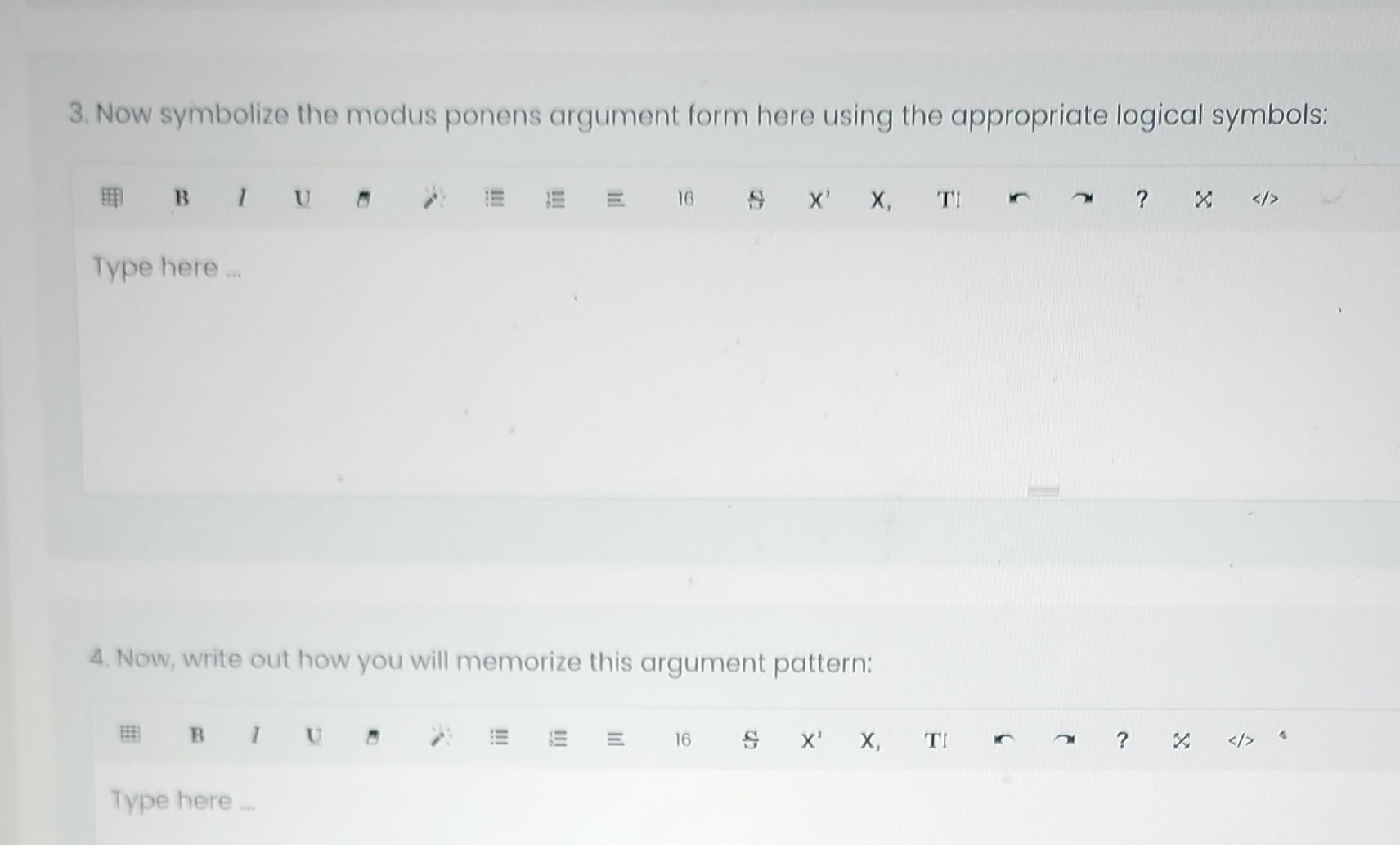 3. Now symbolize the modus ponens argument form here | Chegg.com