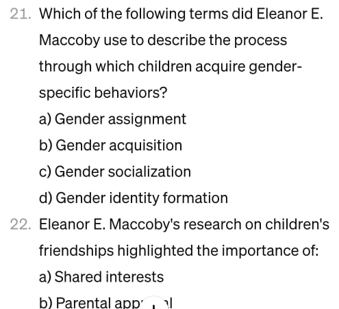 Solved Which of the following terms did Eleanor E.Maccoby | Chegg.com