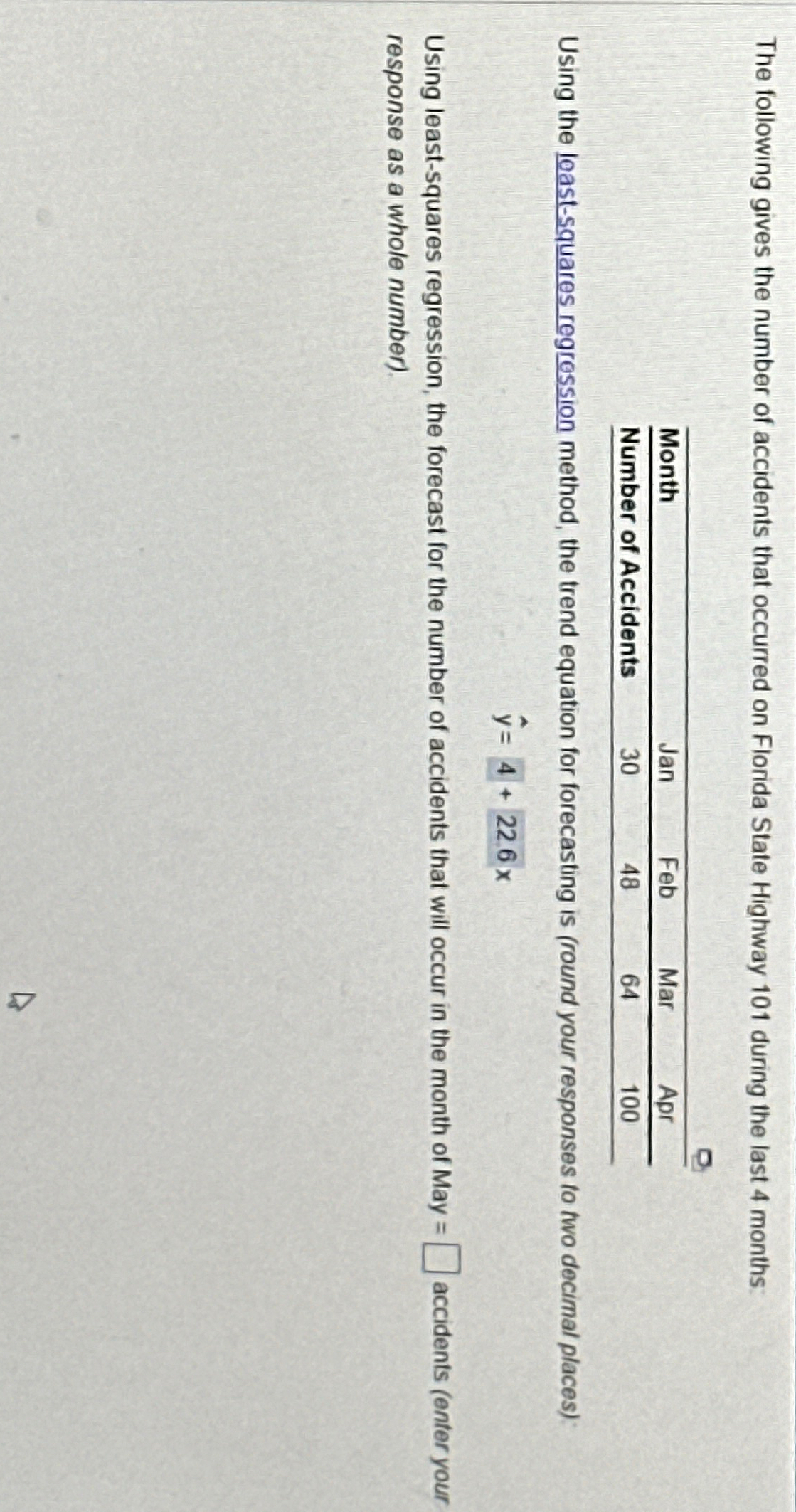 Solved The following gives the number of accidents that | Chegg.com