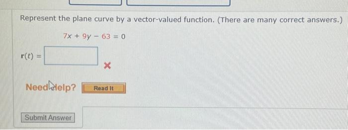 Solved Represent the plane curve by a vector-valued | Chegg.com