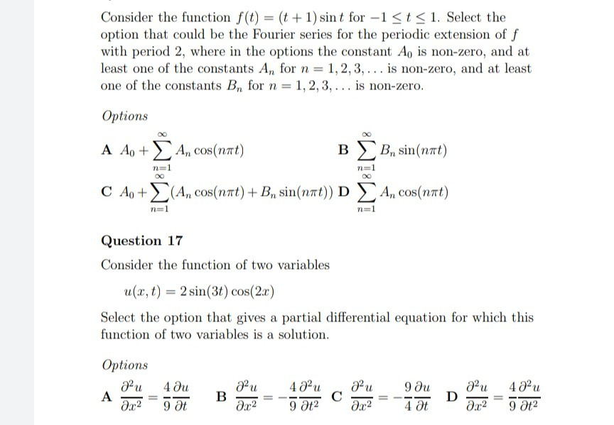 Solved Consider the function f(t) = (t + 1) sint for -1 | Chegg.com