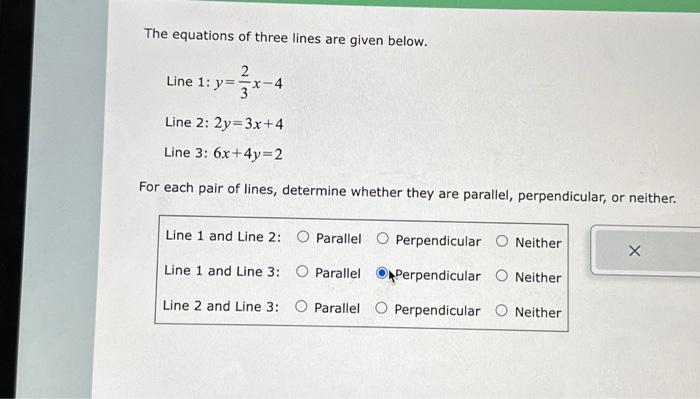 Solved The equations of three lines are given below. Line 1: | Chegg.com