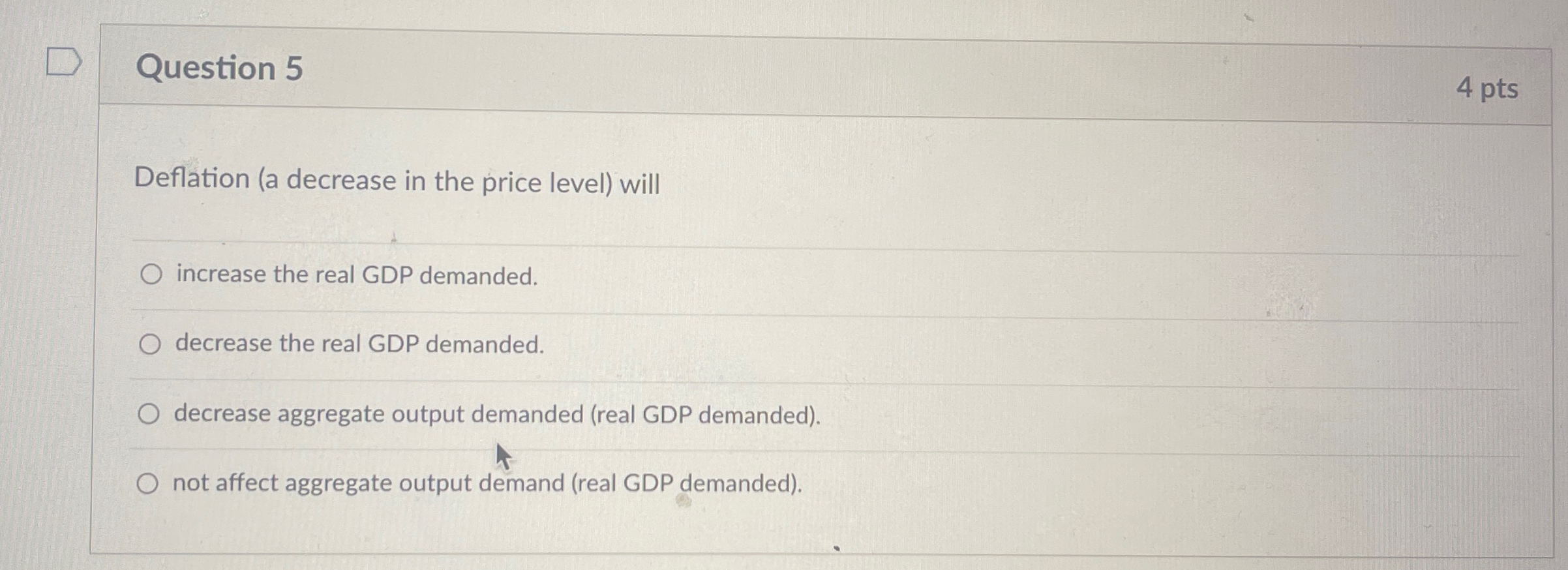 Solved Question 54 ﻿ptsDeflation (a decrease in the price | Chegg.com