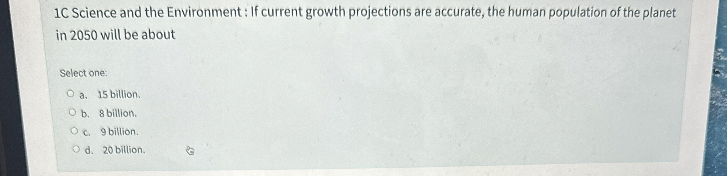 Solved 1C Science and the Environment: If current growth | Chegg.com