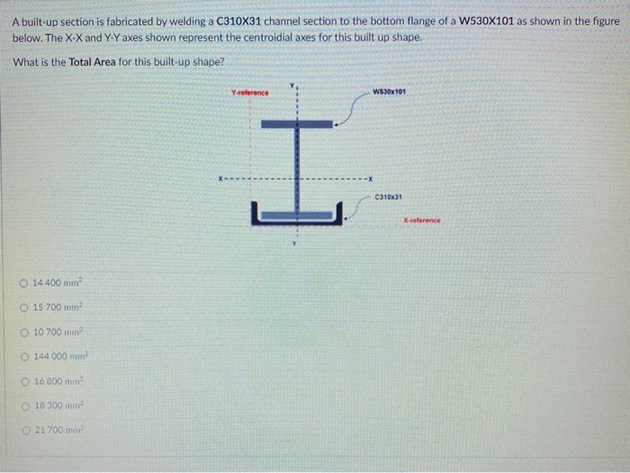 Solved A built-up section is fabricated by welding a C310X31 | Chegg.com