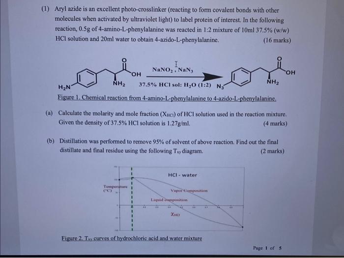 (1) Aryl azide is an excellent photo-crosslinker | Chegg.com