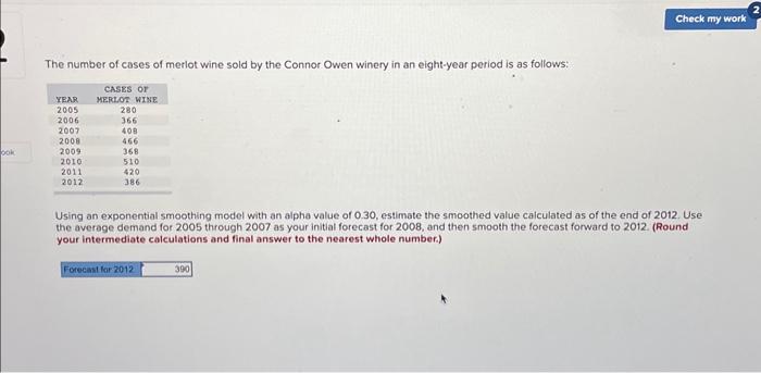 Solved The number of cases of merlot wine sold by the Connor | Chegg.com
