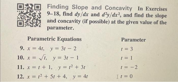 Solved Finding Slope and Concavity In Exercises 9-18, find | Chegg.com