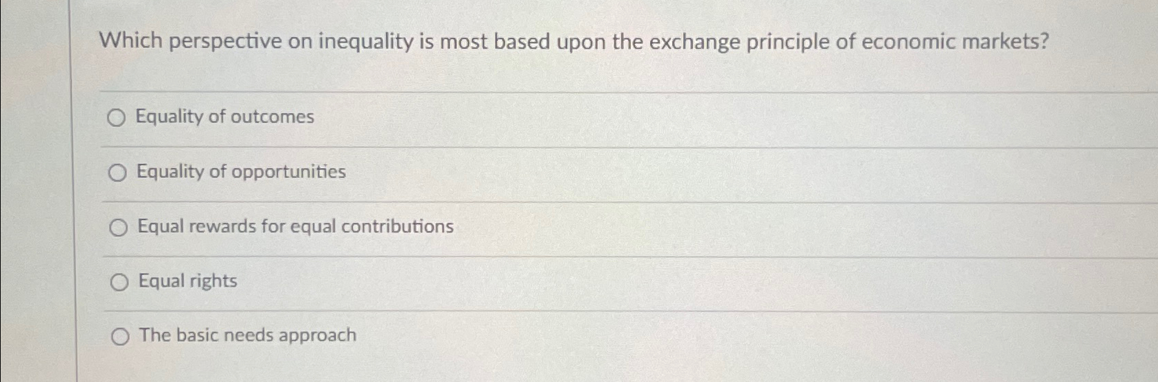 Solved Which perspective on inequality is most based upon | Chegg.com