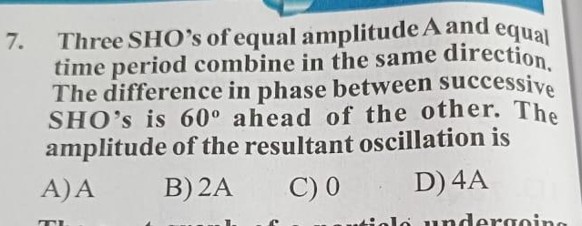 Solved Three SHO's of equal amplitude A and equal time | Chegg.com