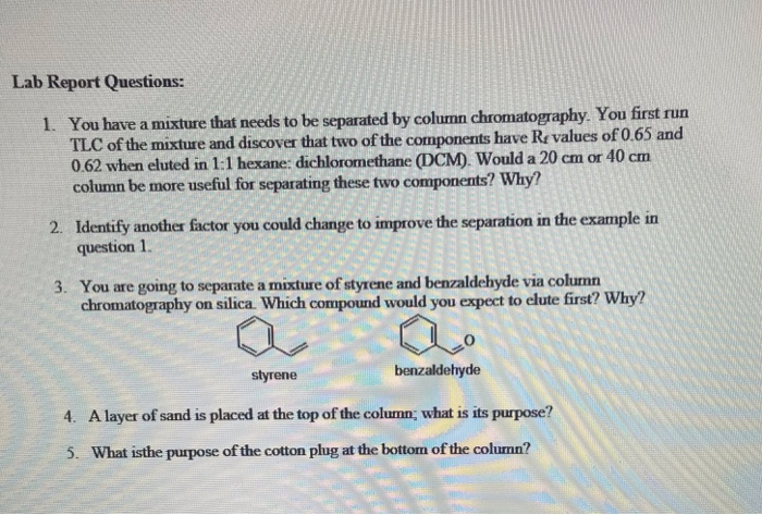 Solved Column Chromatography: Chromatography: Chromatography | Chegg.com