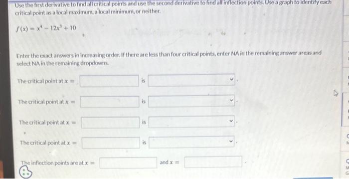 Solved Use the first derivative to find all critical points | Chegg.com