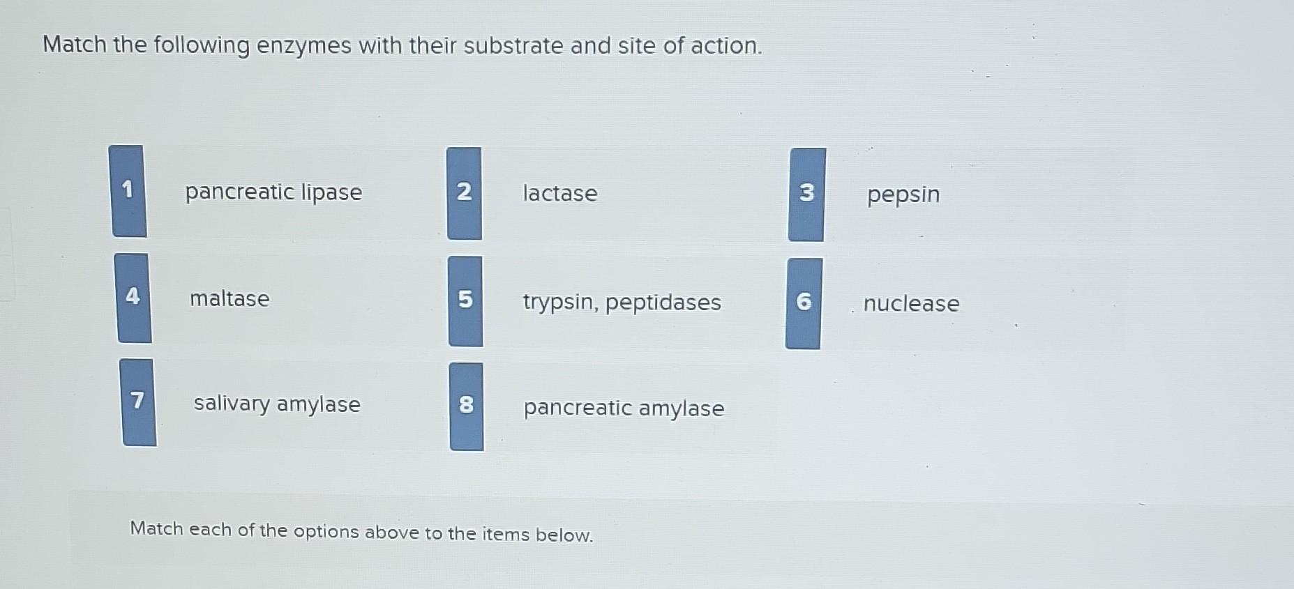Solved Match the following enzymes with their substrate and | Chegg.com