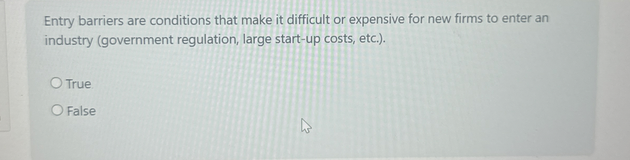 Solved Entry barriers are conditions that make it difficult | Chegg.com